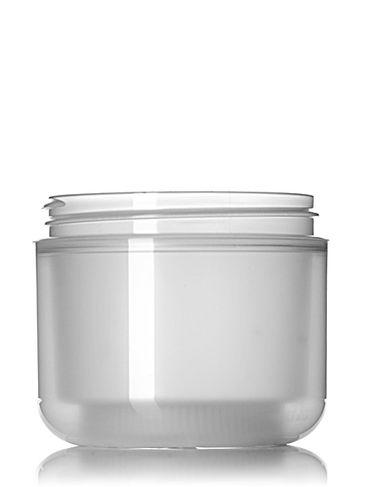 4 oz natural-colored PP plastic double wall round base jar with 70-400 ...