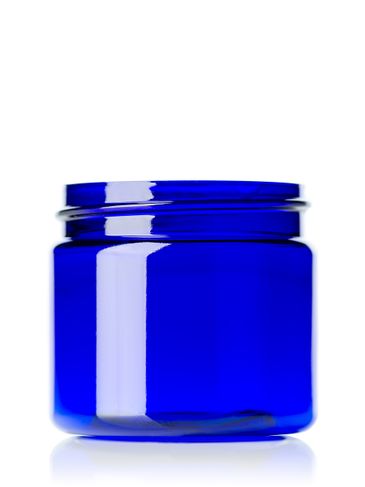 2 oz cobalt blue PET plastic single wall jar with 48-400 neck finish