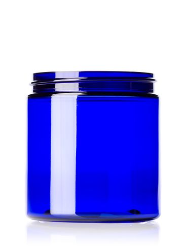 8 oz cobalt blue PET plastic single wall jar with 70-400 neck finish