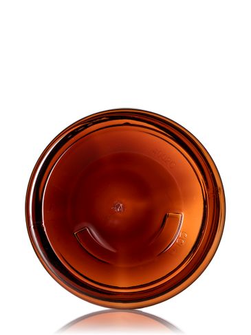 16 oz amber 25% PCR PET plastic single wall jar with 89-400 neck finish