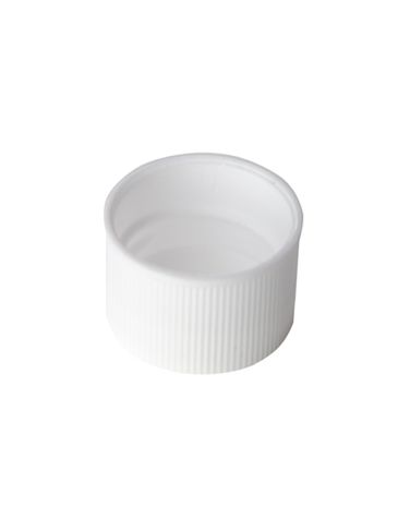 White PP plastic 20-410 ribbed skirt lid with foam liner