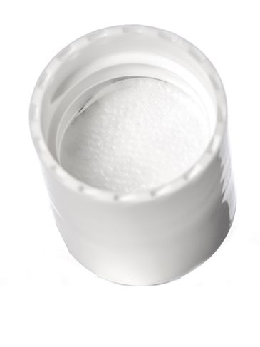 White PP plastic 20-410 smooth skirt disc top lid with unprinted pressure sensitive (PS) liner