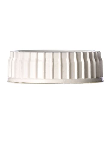 White PP plastic 63-485 ribbed skirt lid with foam liner