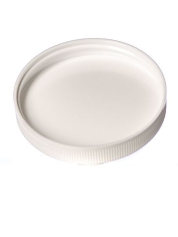 White PP plastic 63-400 ribbed skirt lid with foam liner