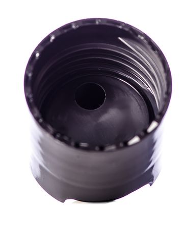 Black PP plastic 28-410 smooth skirt unlined disc top lid (.325 inch ...