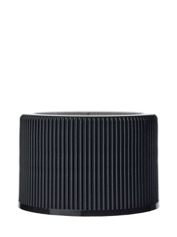 Black PP plastic 24-410 ribbed skirt lid with unprinted pressure ...