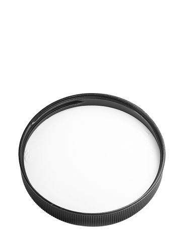 Black PP plastic 89-400 ribbed skirt lid with foam liner