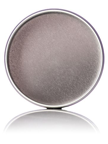 2 oz silver steel flat tin with clear slip cover lid