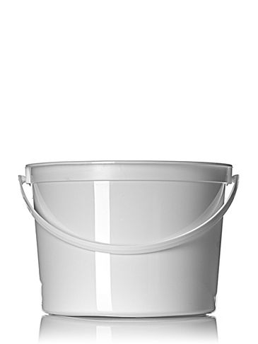 160 oz white HDPE plastic round tub with handle